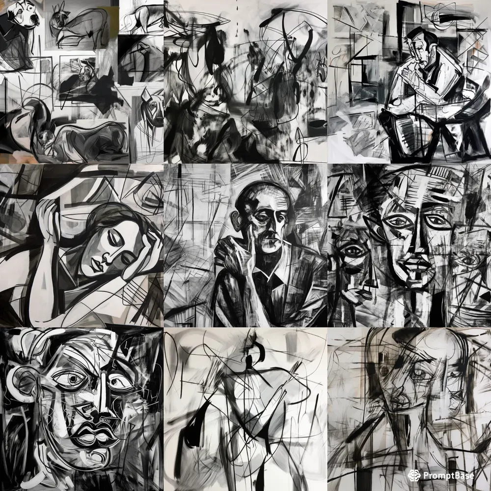 Abstract Life Drawing Modern Art Midjourney Prompt | PromptBase