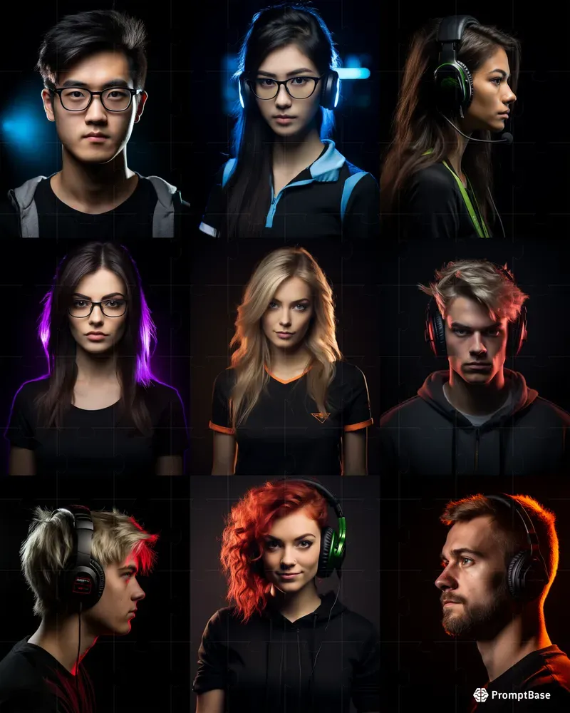 Esports Gamer Portraits - Studio Quality Midjourney Prompt | PromptBase