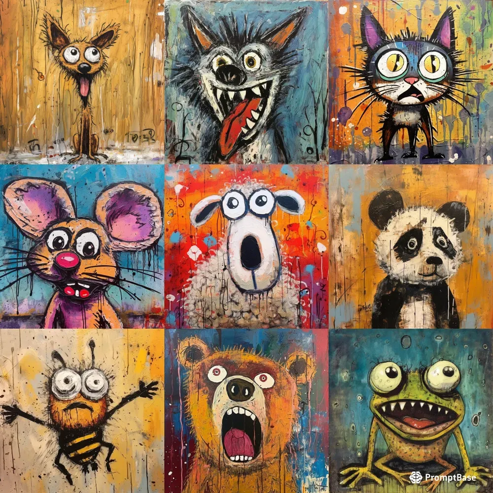 Abstract Animal Oil Paintings Midjourney Prompt | PromptBase