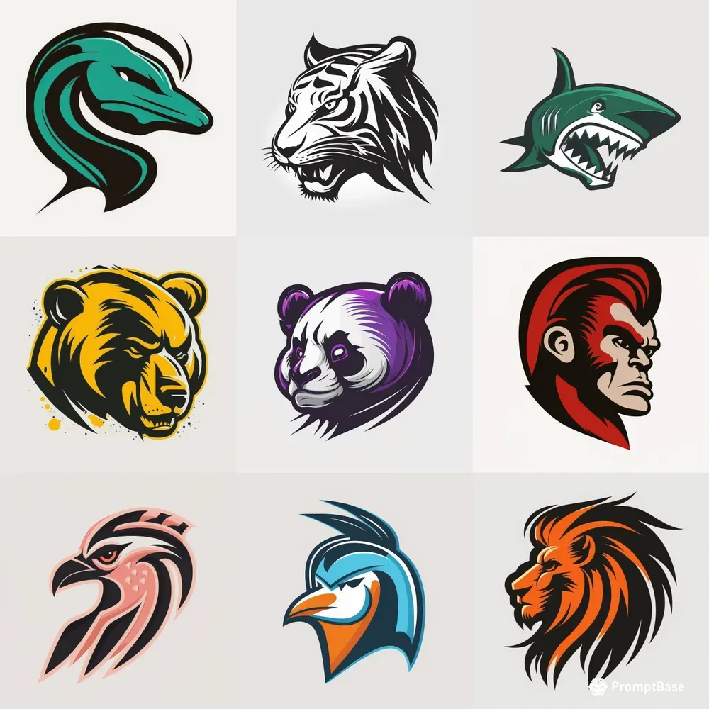 Sharp Clean Animal Logos Midjourney Prompt | PromptBase
