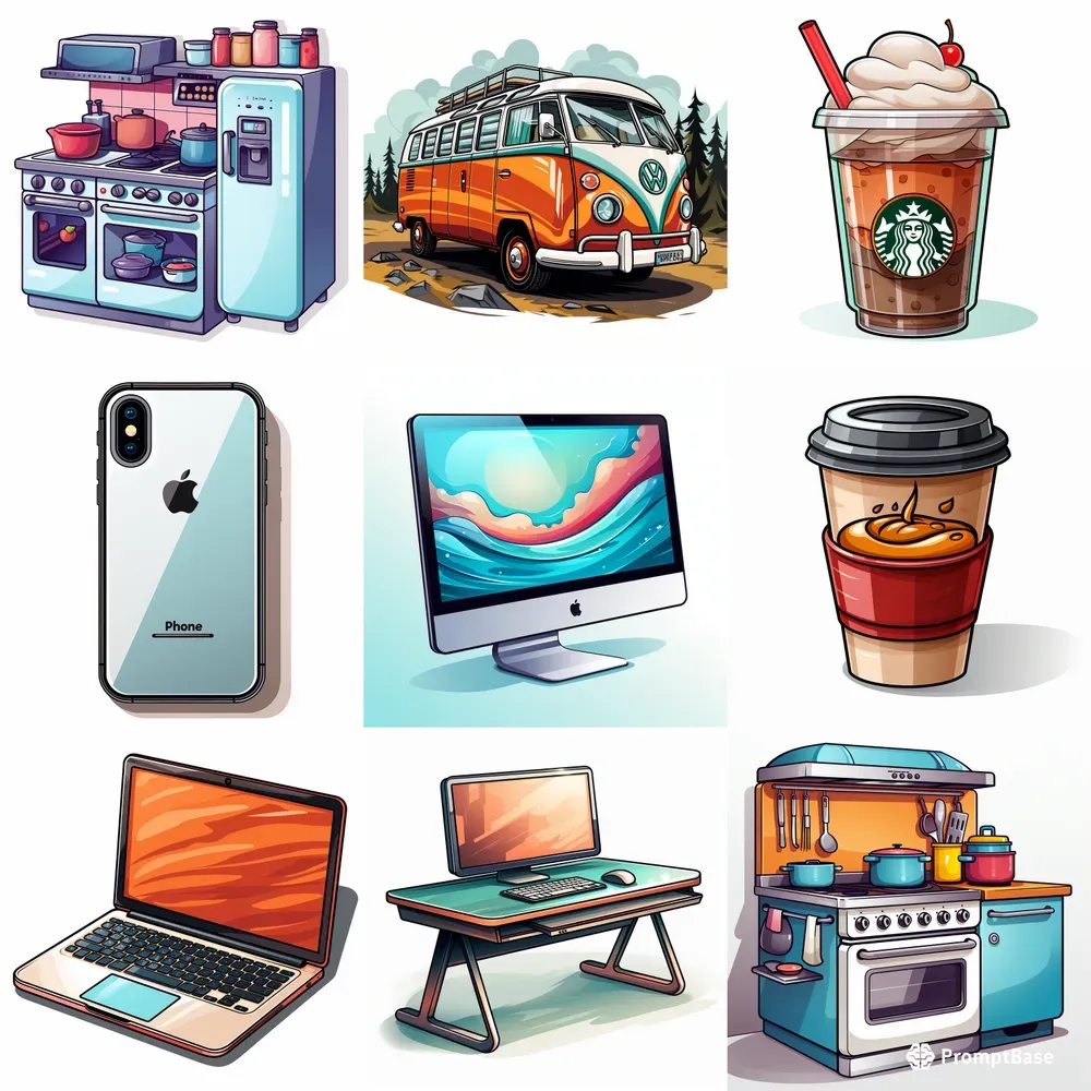 Cartoon Style Color Icons Midjourney Prompt | PromptBase