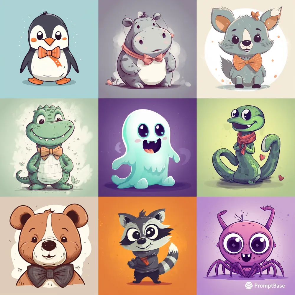 Cute Cartoon Animal Clip Art Midjourney Prompt | PromptBase