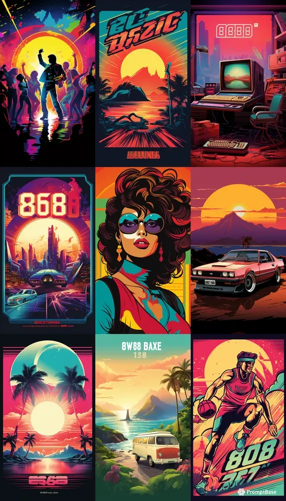 Retro 80s Poster Designs Midjourney Prompt | PromptBase