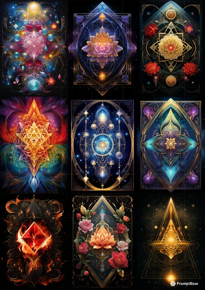 Sacred Geometry Playing Cards Midjourney Prompt | PromptBase