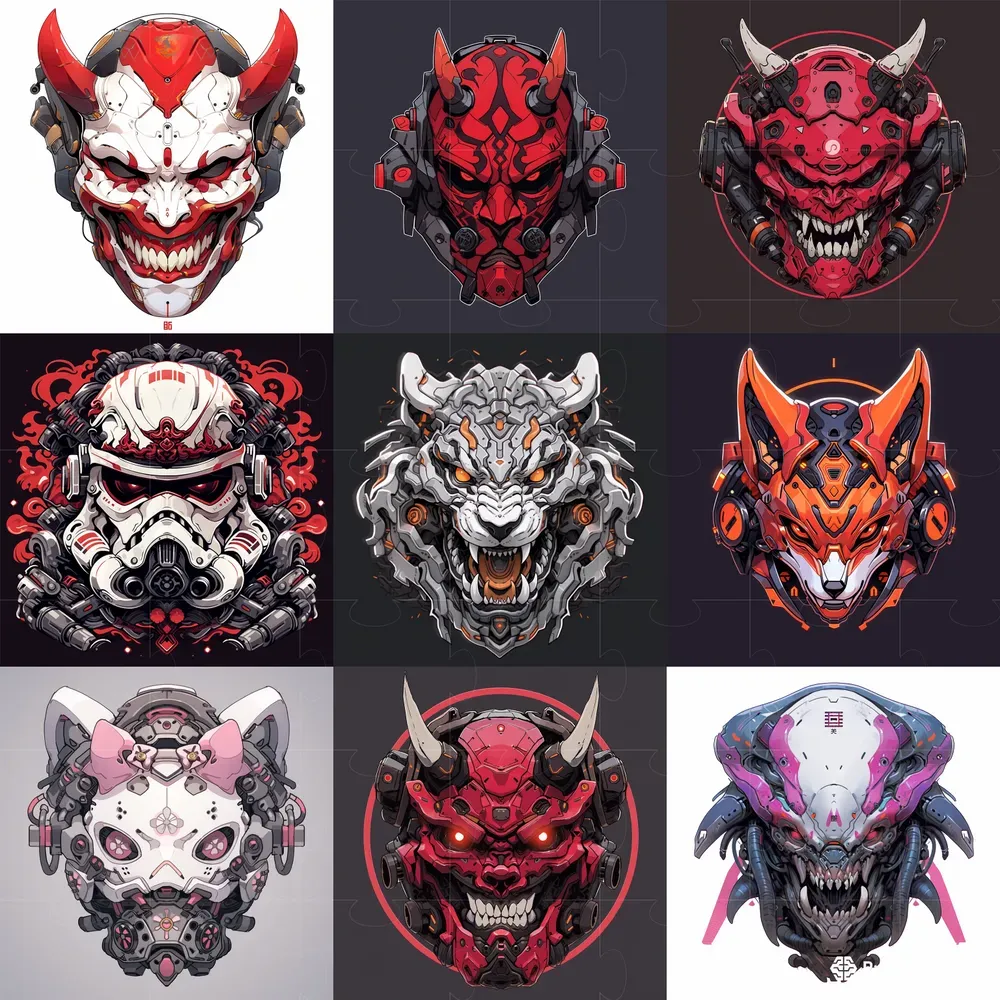 Oni Japanese Style Mask Robots Midjourney Prompt | PromptBase