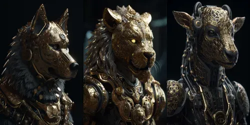 Biomechanical Humanoid Animal Knights Midjourney Prompt | PromptBase