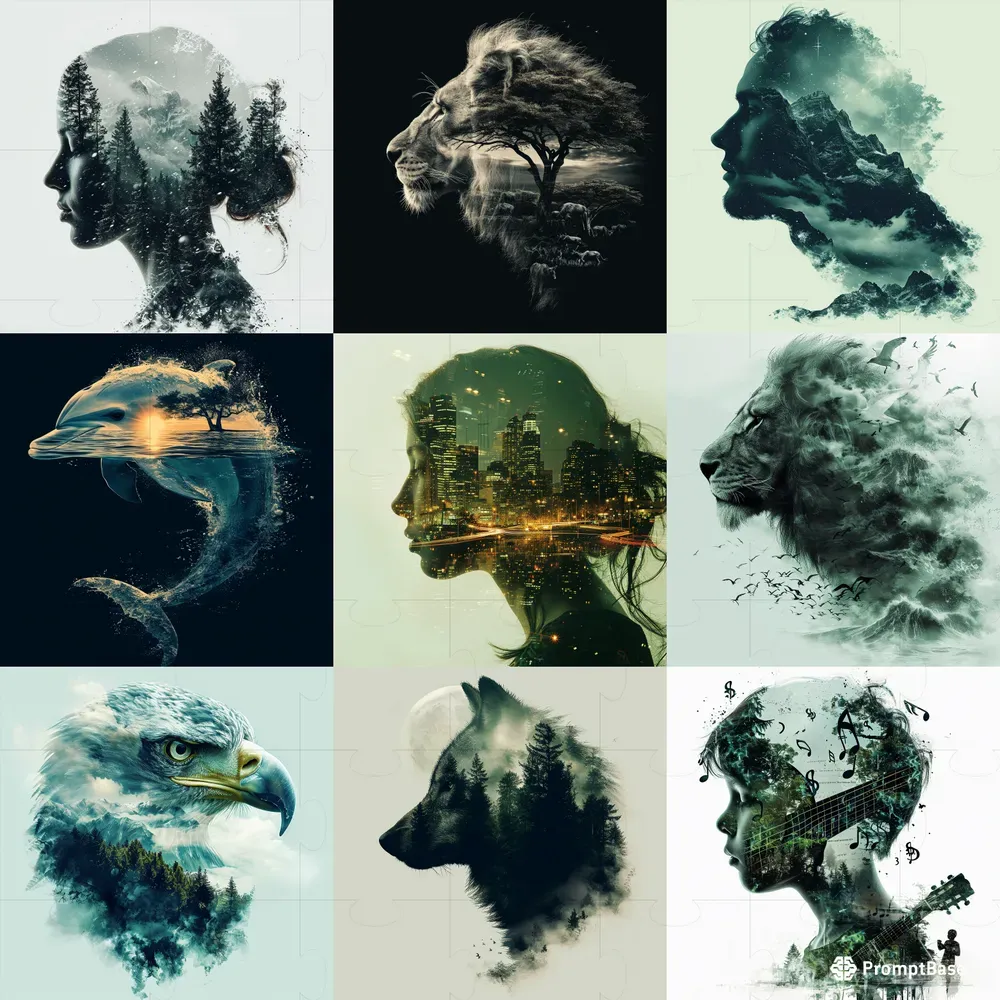 Double Exposures Midjourney Prompt | PromptBase