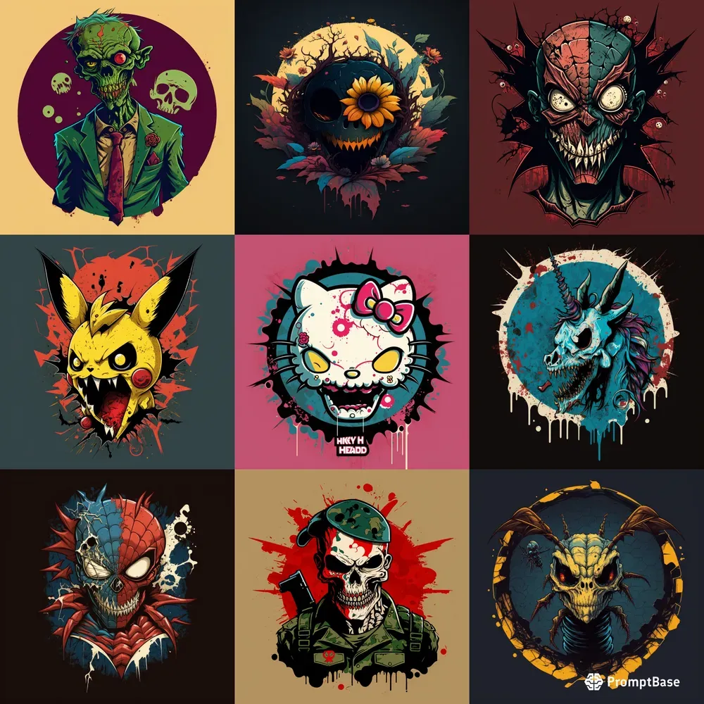 Horror Character Merchandise Designs Midjourney Prompt | PromptBase