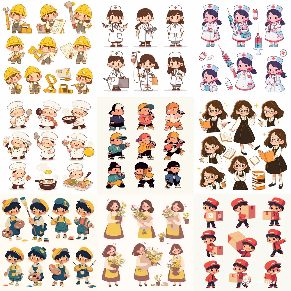 Cute Profession Icons Midjourney Prompt | PromptBase