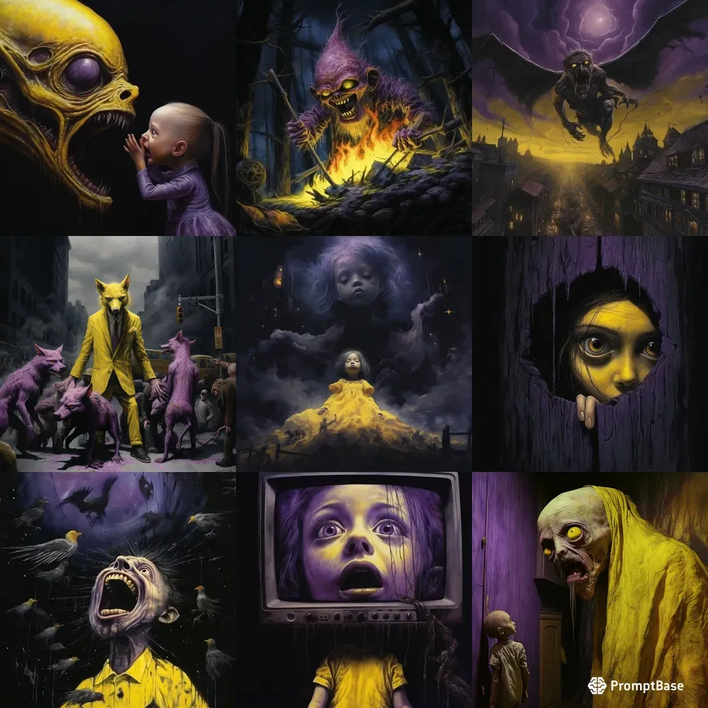 Vivid Horror Illustrations Midjourney Prompt | PromptBase