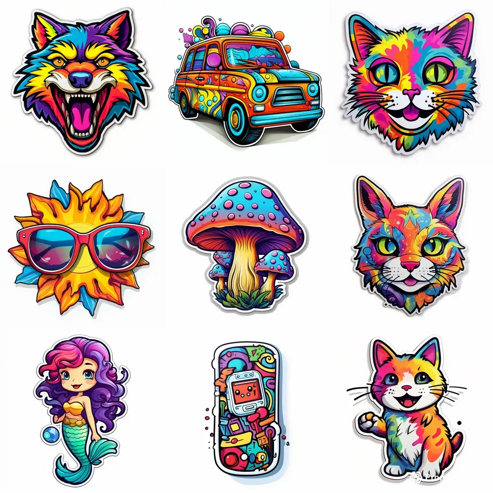 Cute Style Vibrant Stickers Midjourney Prompt | PromptBase