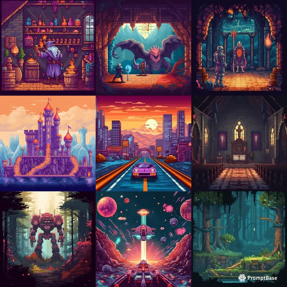 Pixel Art Game Scenes Midjourney Prompt | PromptBase