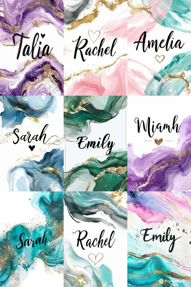 Watercolour Marbles With Custom Names Midjourney Prompt | PromptBase