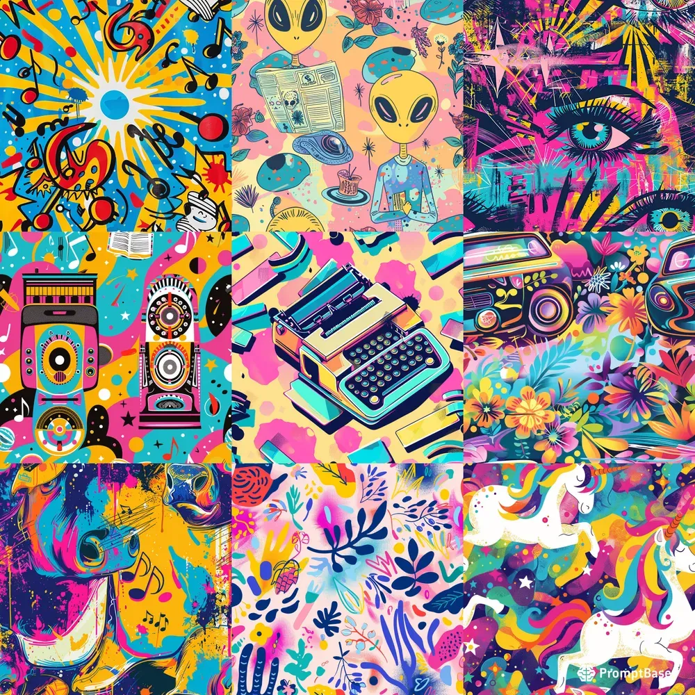 Vivid Pop Art Patterns Midjourney Prompt | PromptBase