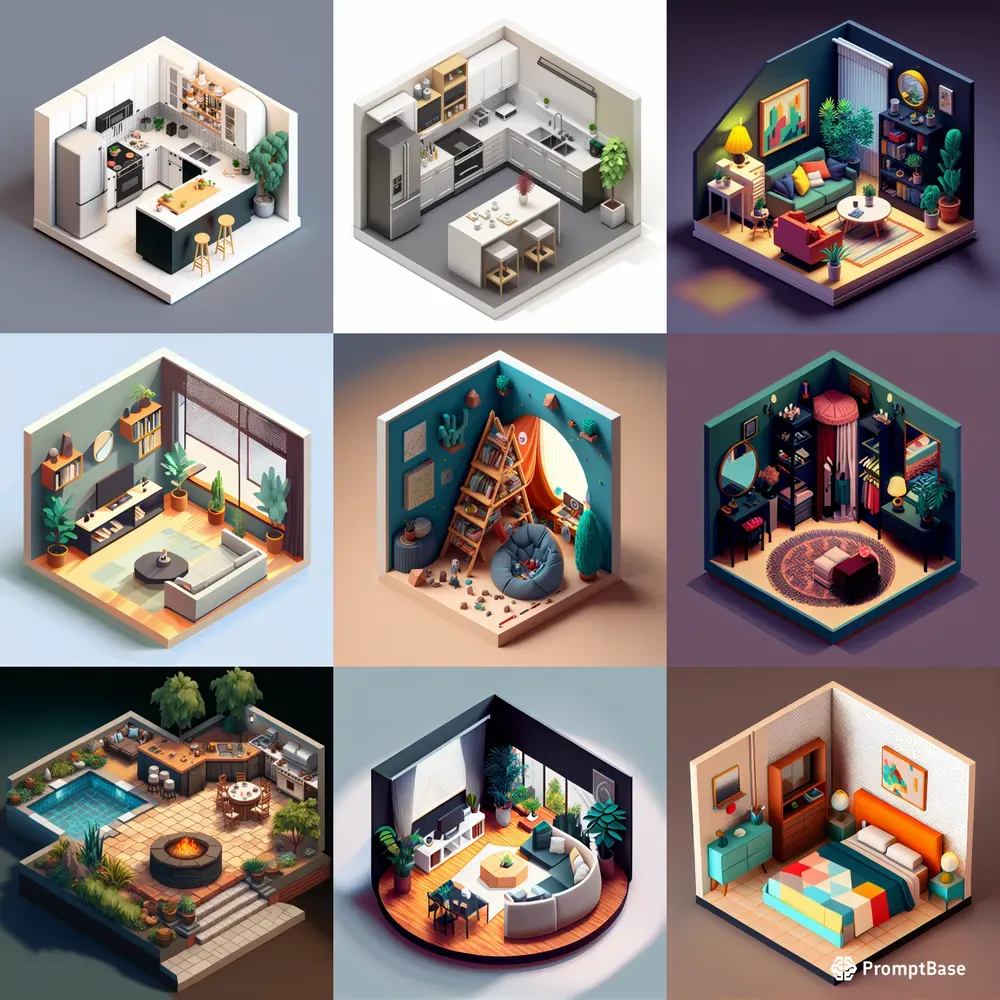 3D Isometric Interiors Midjourney Prompt | PromptBase