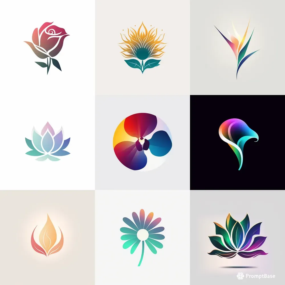 Flower Style Logos And Icons Midjourney Prompt | PromptBase