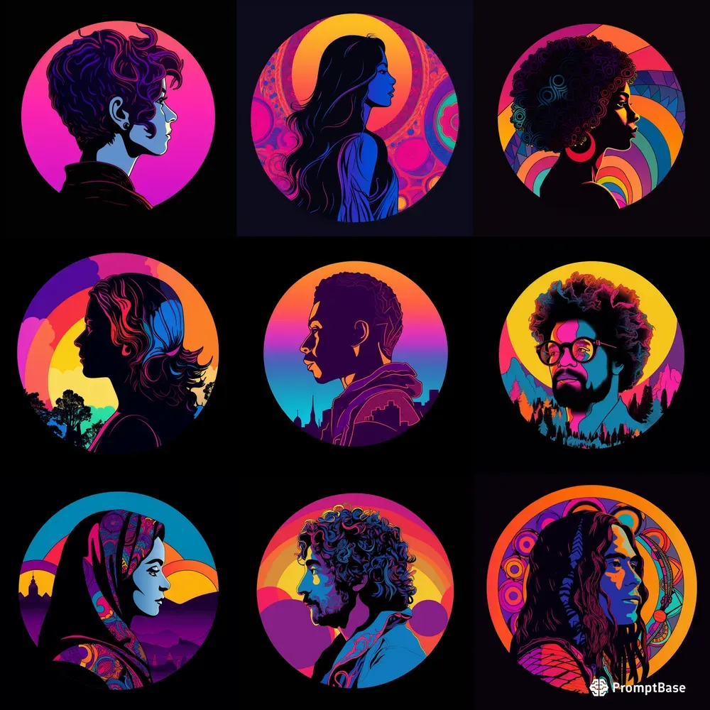 Circular Silhouette Avatar Vector Logos Midjourney Prompt | PromptBase