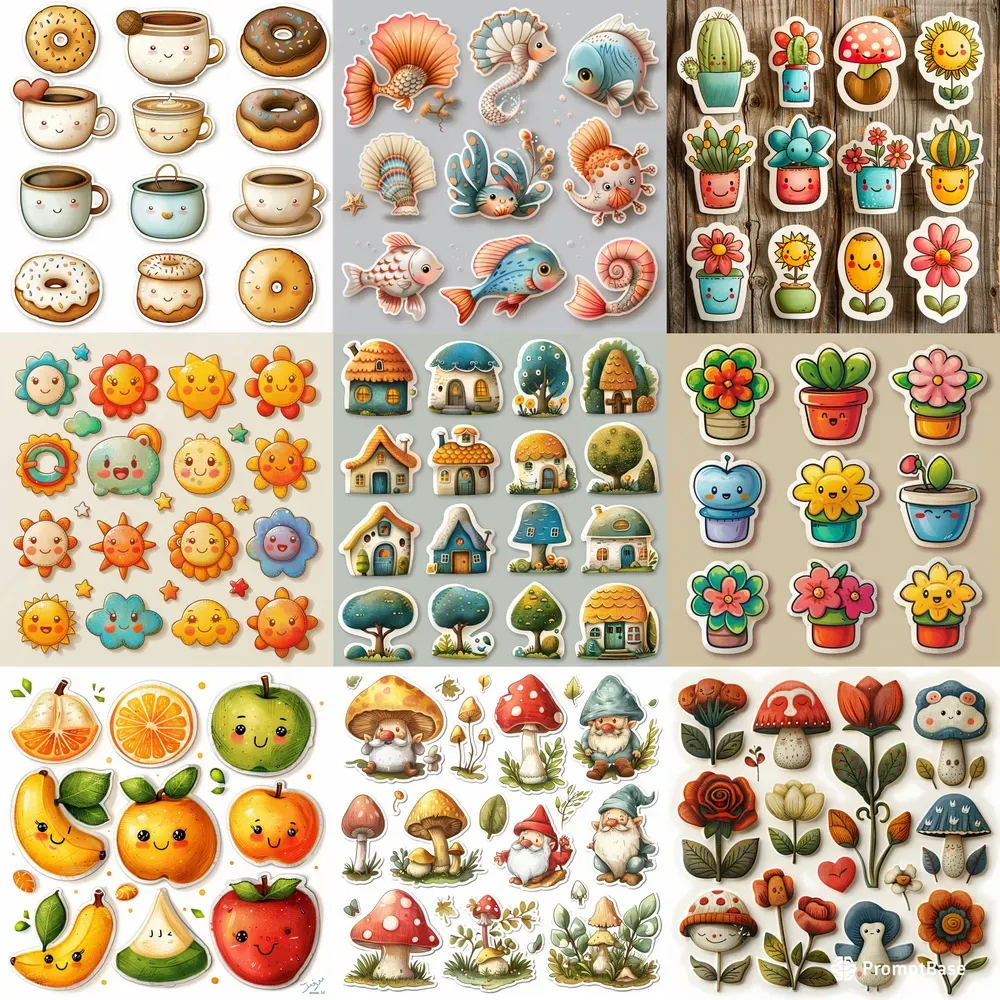 Silly Stickers Cute Cliparts Midjourney Prompt | PromptBase