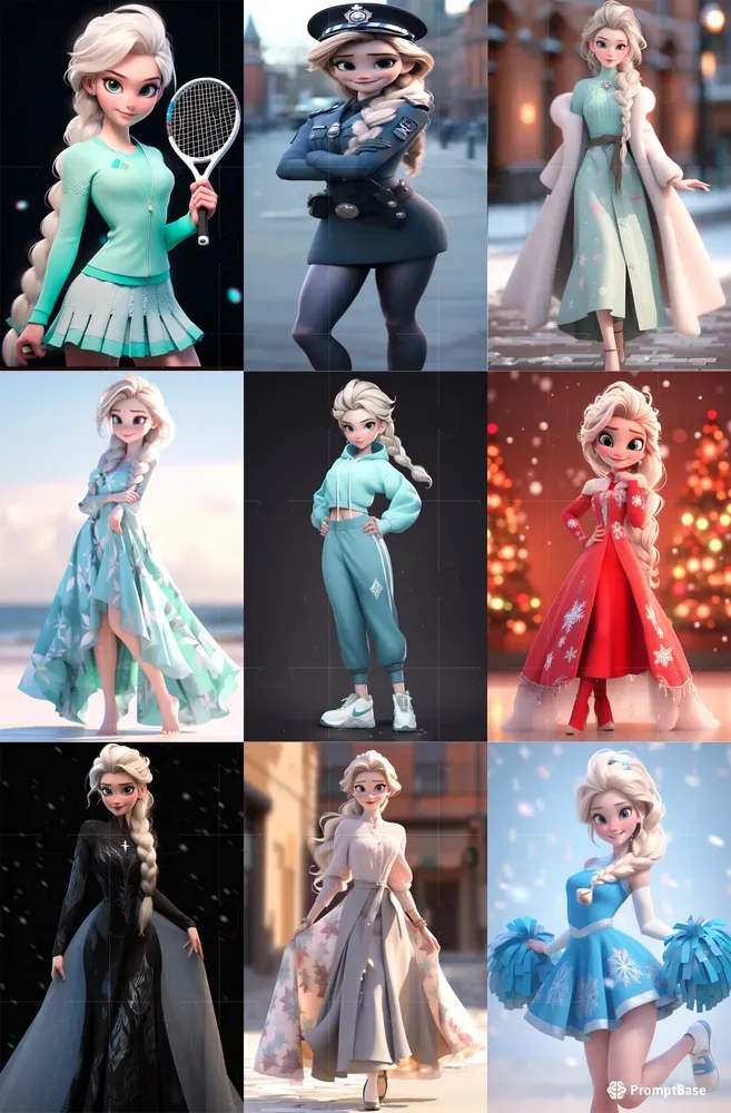 Elsa Princess Outfits Midjourney Prompt | PromptBase