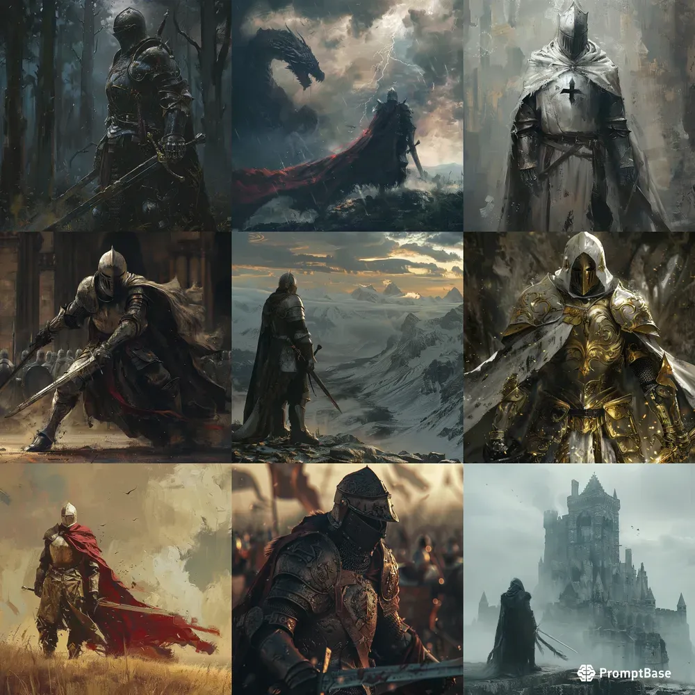 Epic Cinematic Knight Scenes Midjourney Prompt | PromptBase