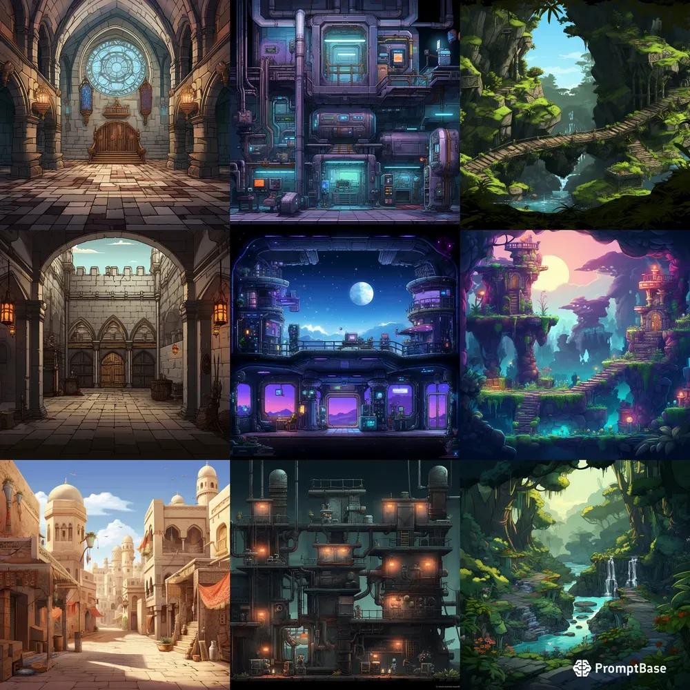 2D Game Level Designs Midjourney Prompt | PromptBase