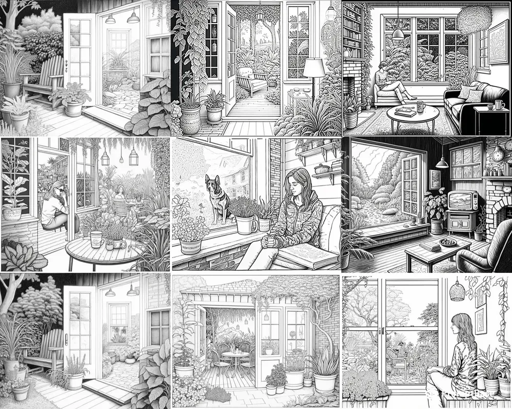 Adult Coloring Book Pages Generator Midjourney Prompt | PromptBase