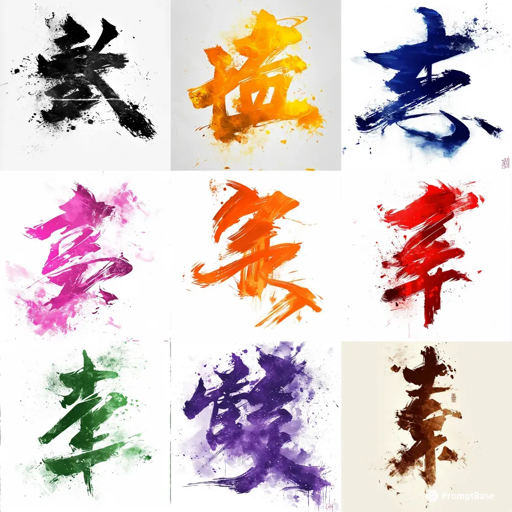 Colorful Chinese Alphabet Letters Midjourney Prompt | PromptBase