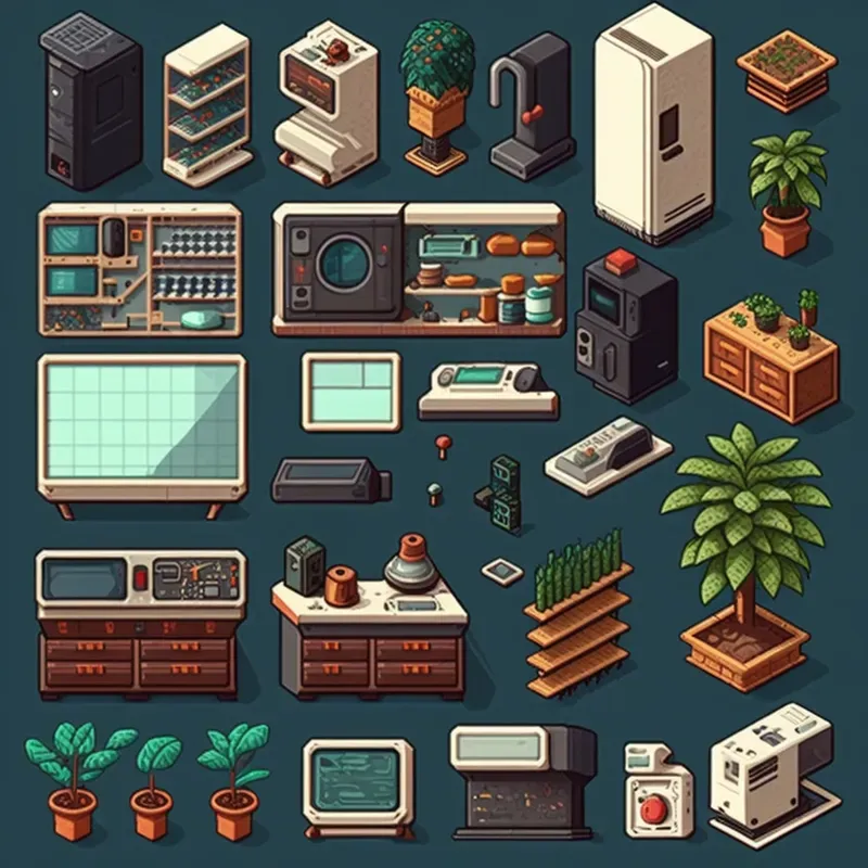 Illustrated Tileset Sprite Sheet Art Midjourney Prompt | PromptBase