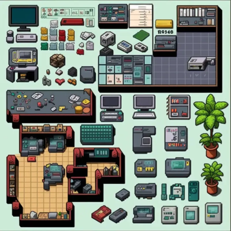 Illustrated Tileset Sprite Sheet Art Midjourney Prompt | PromptBase