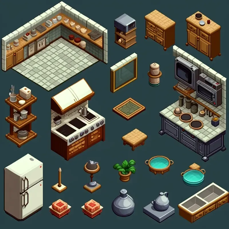 Illustrated Tileset Sprite Sheet Art Midjourney Prompt | PromptBase