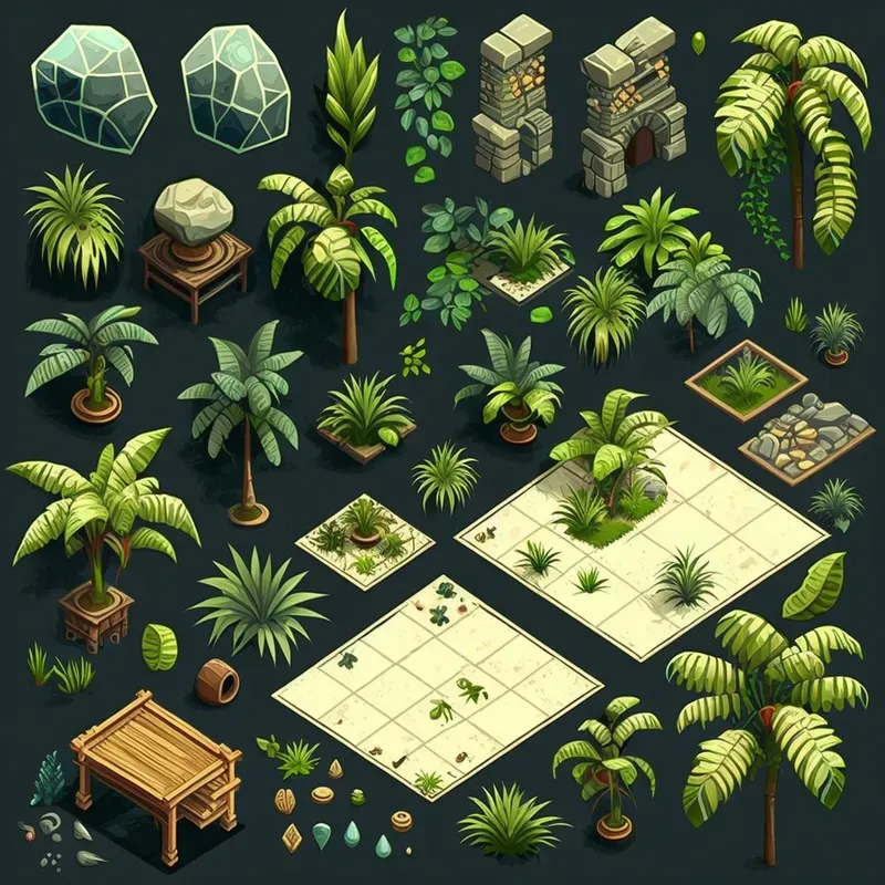 Illustrated Tileset Sprite Sheet Art Midjourney Prompt | PromptBase