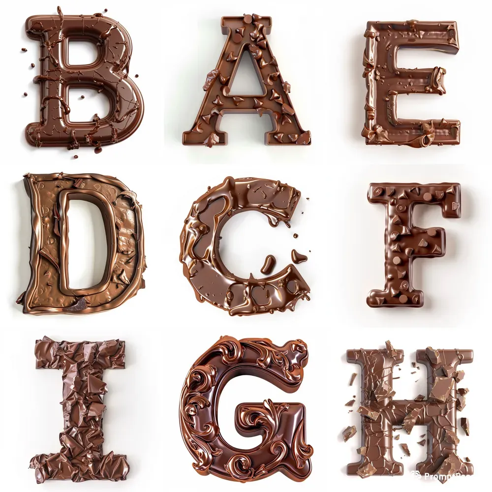 Chocolate Letters Designs Midjourney Prompt | PromptBase