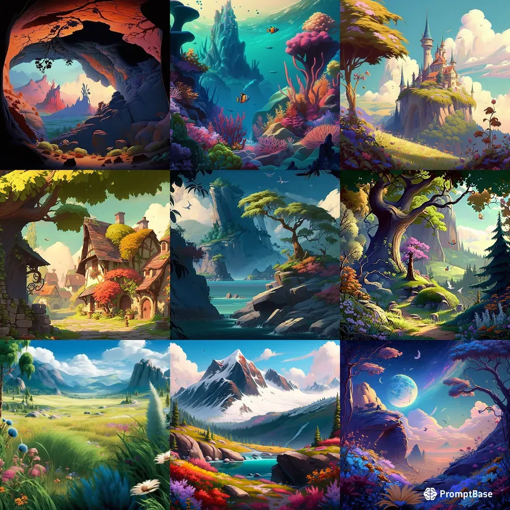 Disney Style Landscapes Midjourney Prompt | PromptBase
