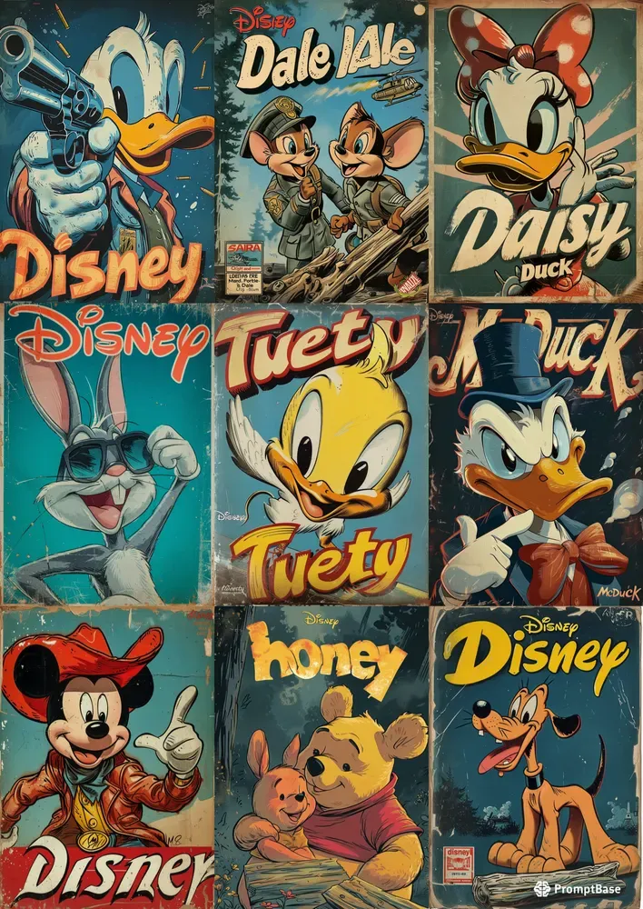 Walt Disneys Comic Book Covers Midjourney Prompt | PromptBase
