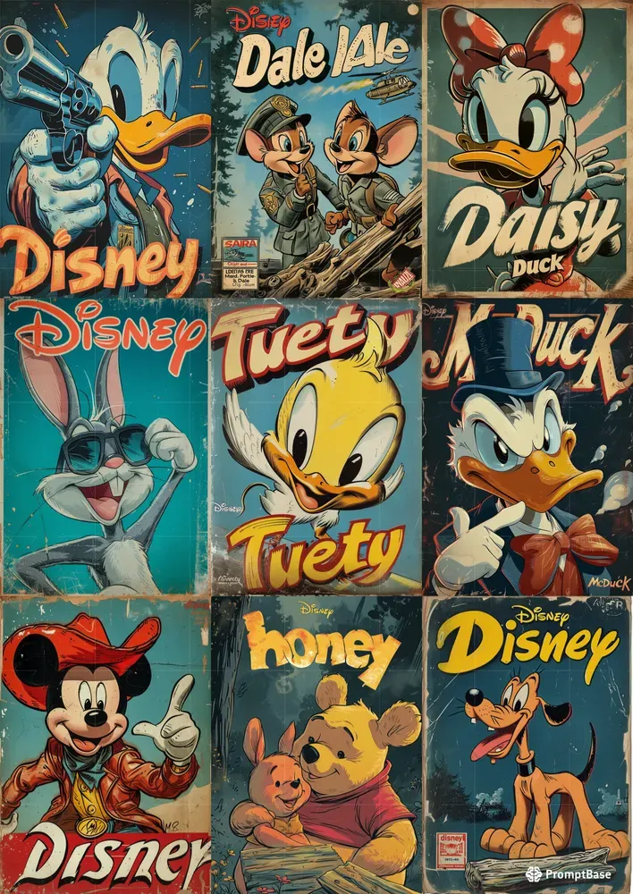 Walt Disneys Comic Book Covers Midjourney Prompt | PromptBase