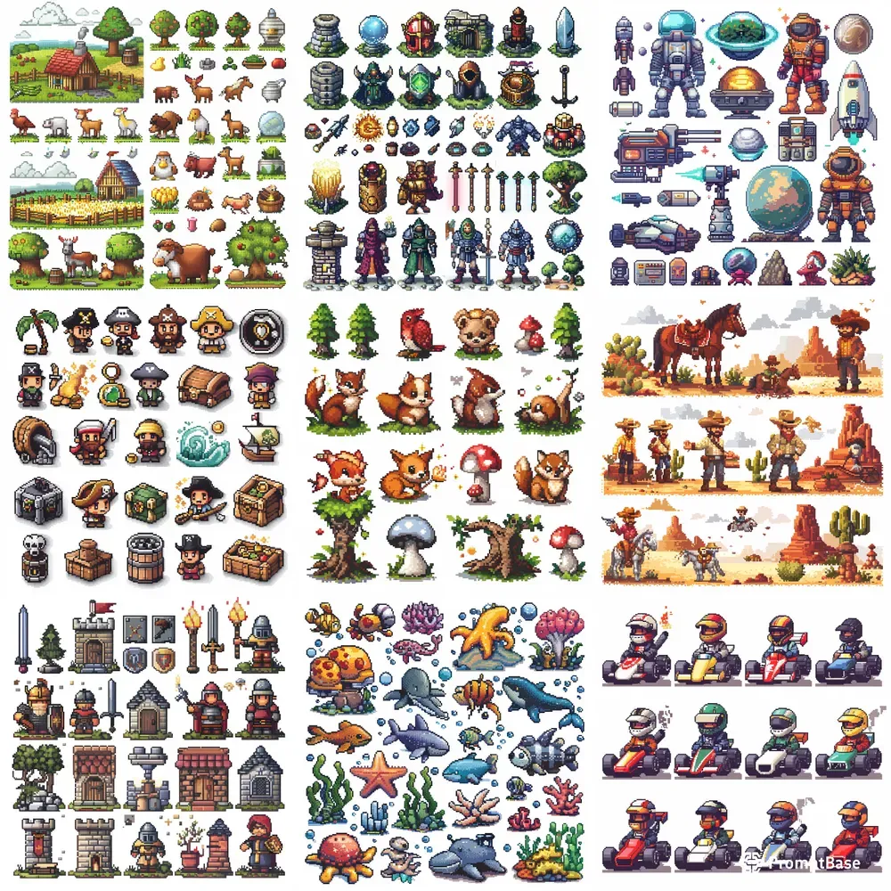 8bit Pixel Art Spritesheets Midjourney Prompt | PromptBase