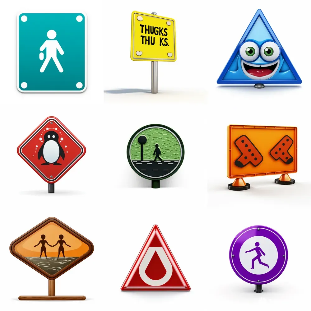 Whimsical Traffic Signs Midjourney Prompt | PromptBase