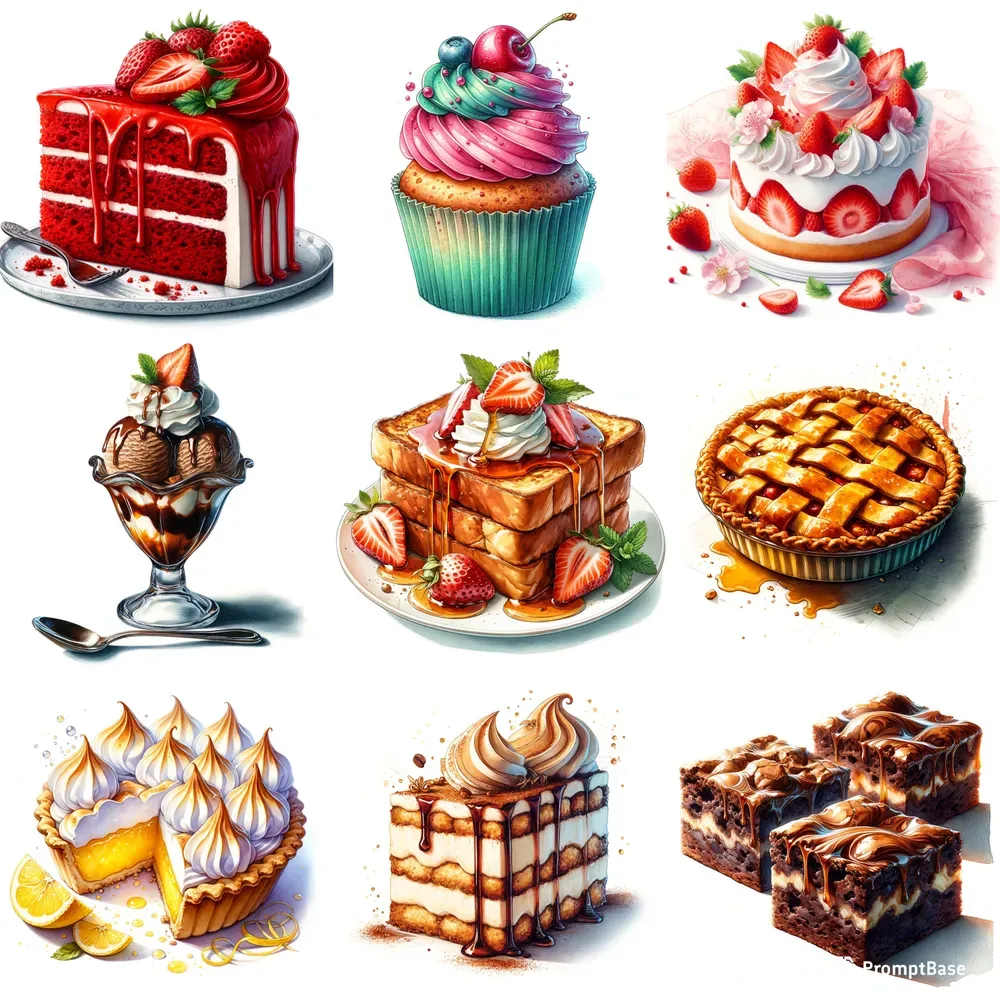 Delicious Dessert Cliparts DALL·E Prompt | PromptBase