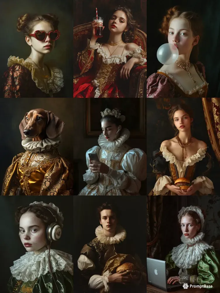 Eclectic Altered Art Baroque Portraits Midjourney Prompt | PromptBase