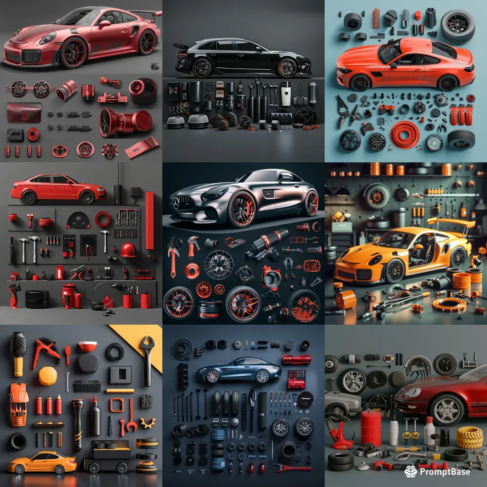 Automative Parts Mockup Art Midjourney Prompt | PromptBase