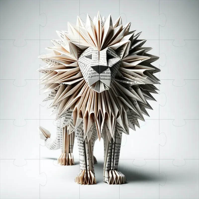 Folded Newspaper Animal Origami Art DALL·E Prompt | PromptBase