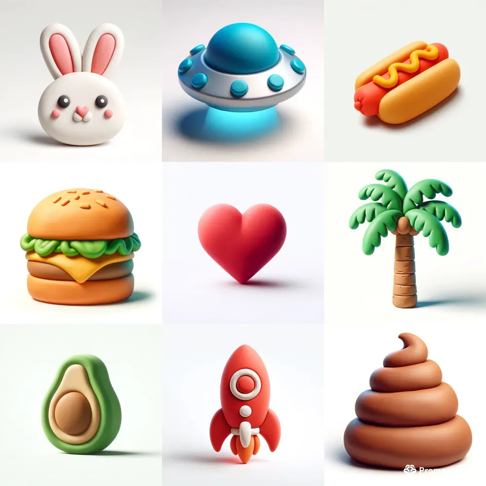 Charming Clay Emoji Renders DALL·E Prompt | PromptBase