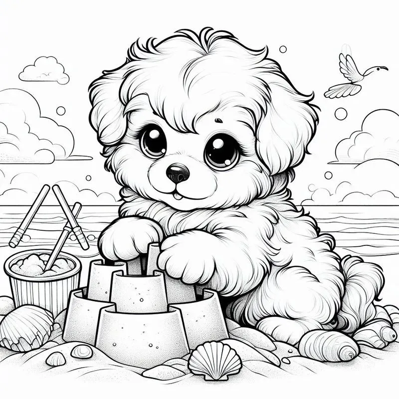 Fluffy Puppy Coloring Pages DALL·E Prompt | PromptBase