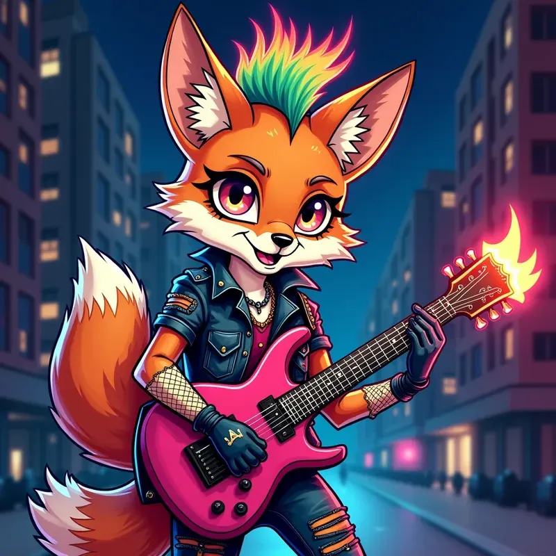 Rebellious Punk Character Illustrations FLUX Prompt | PromptBase