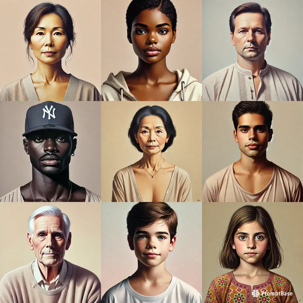 Realistic Portraits Of Diverse People DALL·E Prompt | PromptBase