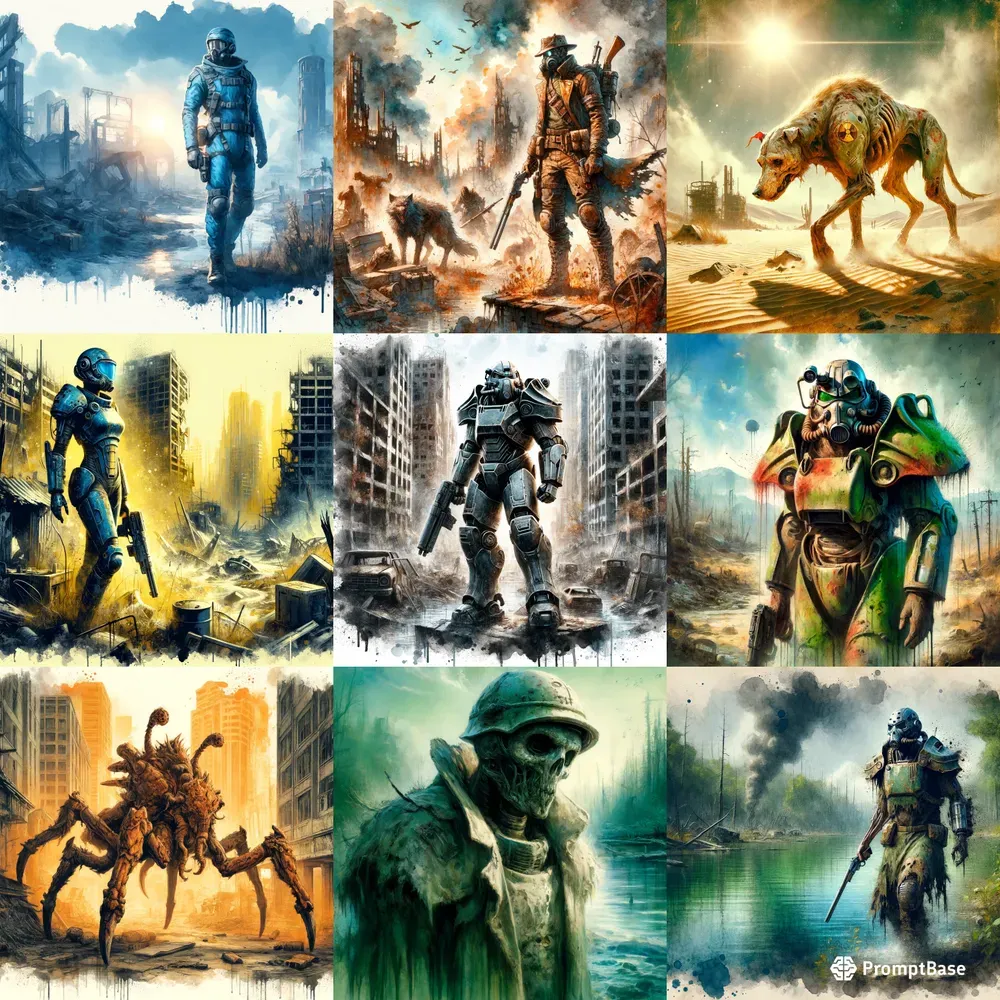 Fallout Chronicles Watercolors DALL·E Prompt | PromptBase