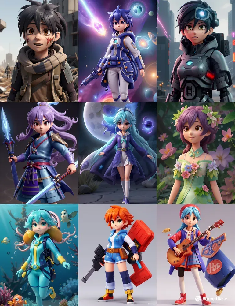 Craft 3D Anime Characters Leonardo Ai Prompt | PromptBase