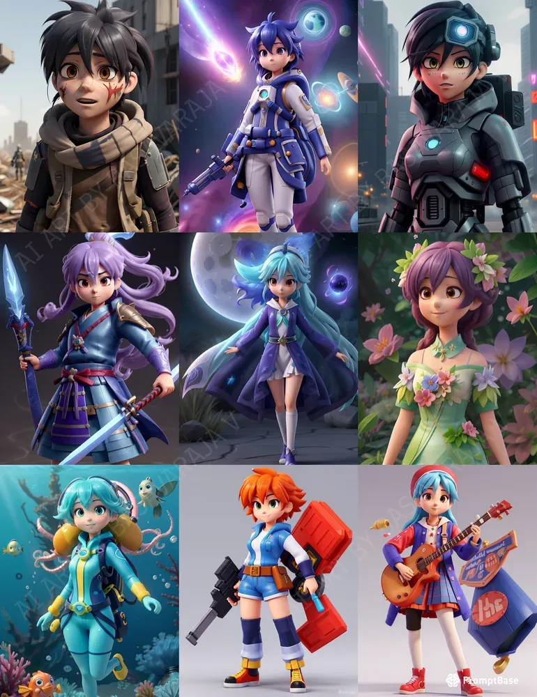 Craft 3D Anime Characters Leonardo Ai Prompt | PromptBase