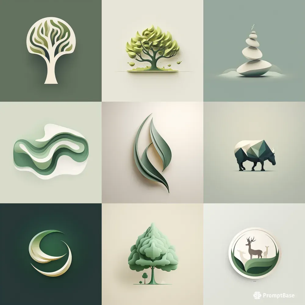 Biomorphic Minimalist Logo Designs Midjourney Prompt | PromptBase