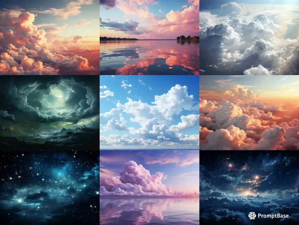 Dramatic Skyscapes Clouds And Stars Midjourney Prompt | PromptBase